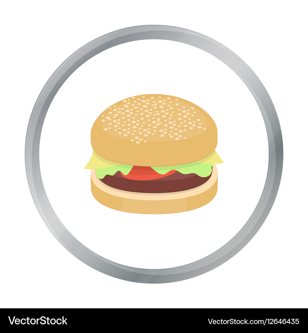 Burger icon in cartoon style for web Royalty Free Vector