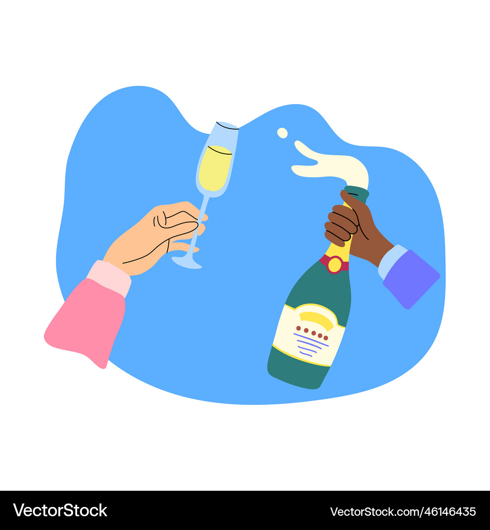Cartoon human hands holding alcoholic drink Vector Image