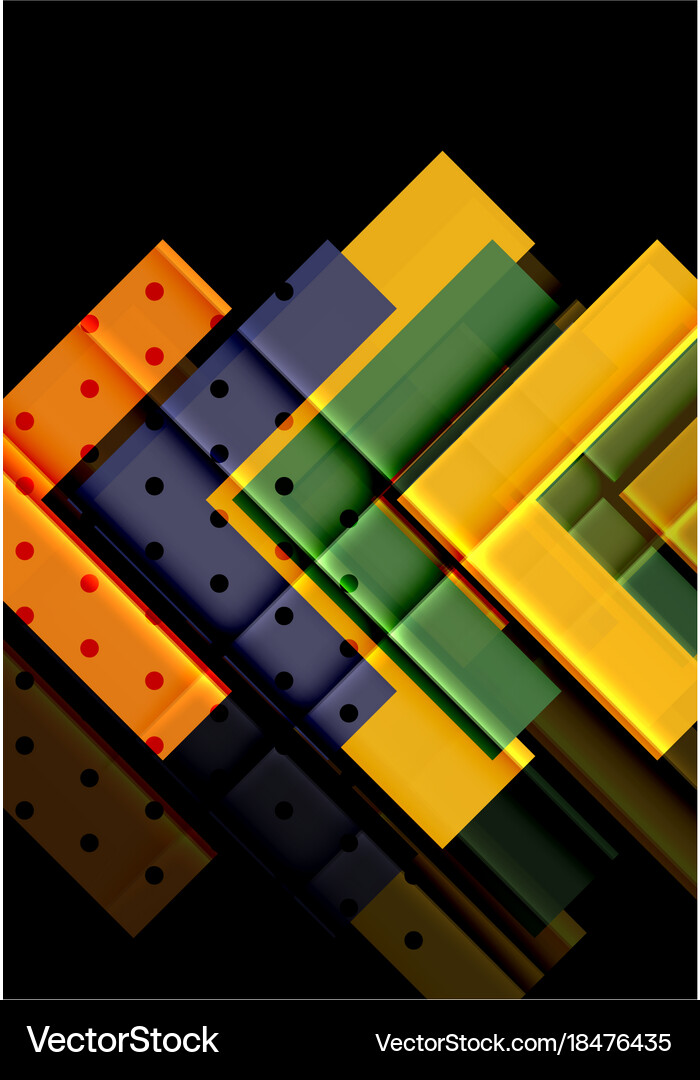 Colorful triangles and arrows on dark background Vector Image