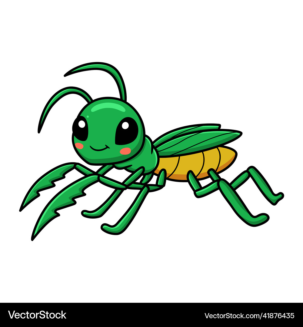 Cute little mantis cartoon character Royalty Free Vector