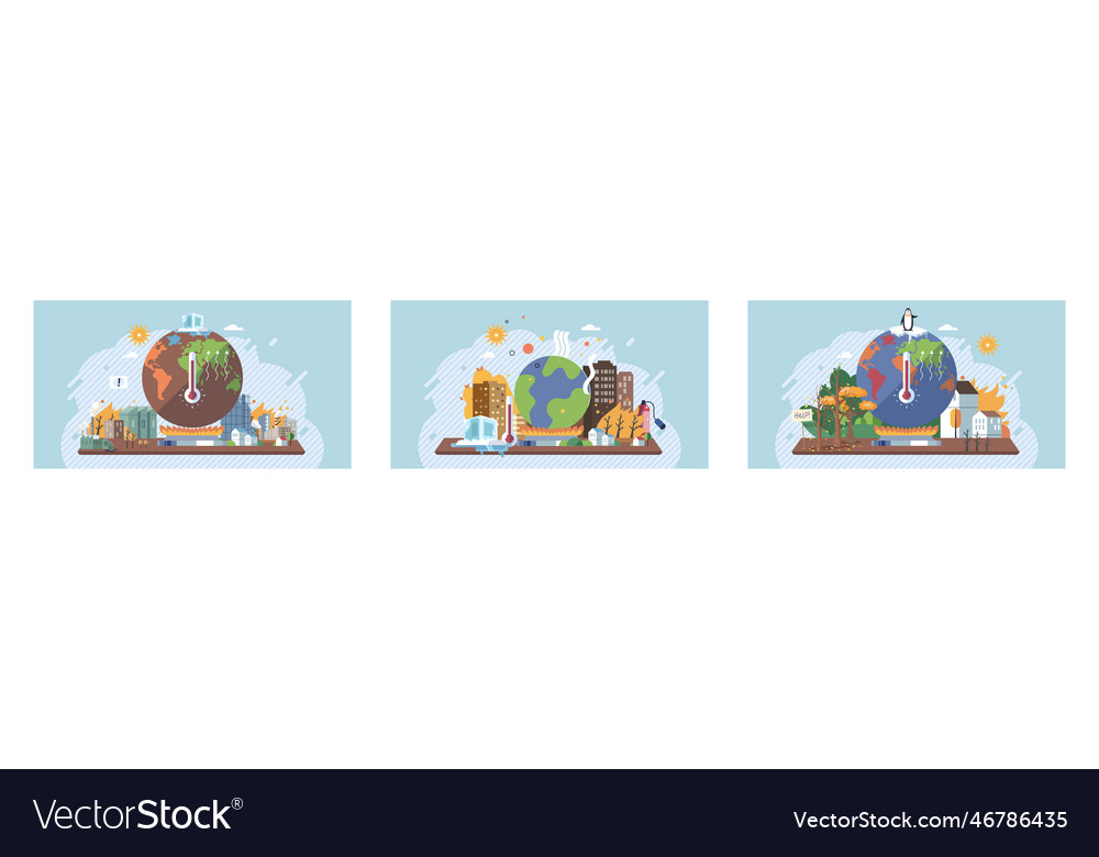 Global warming set climate change earth day eco Vector Image