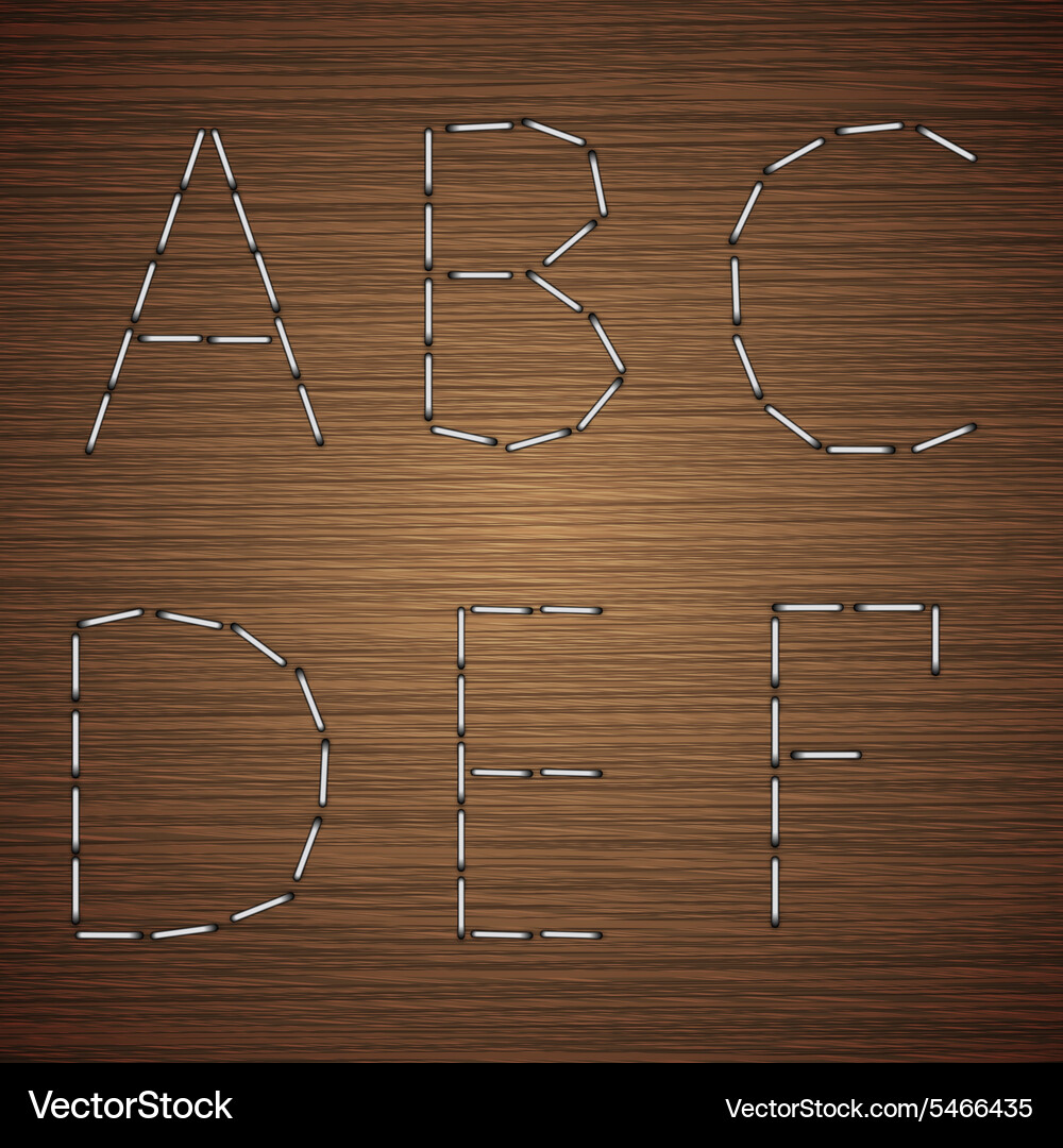 Modern staples alphabet on wooden Royalty Free Vector Image
