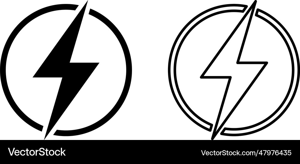 Power icon set in two styles energy icon Vector Image