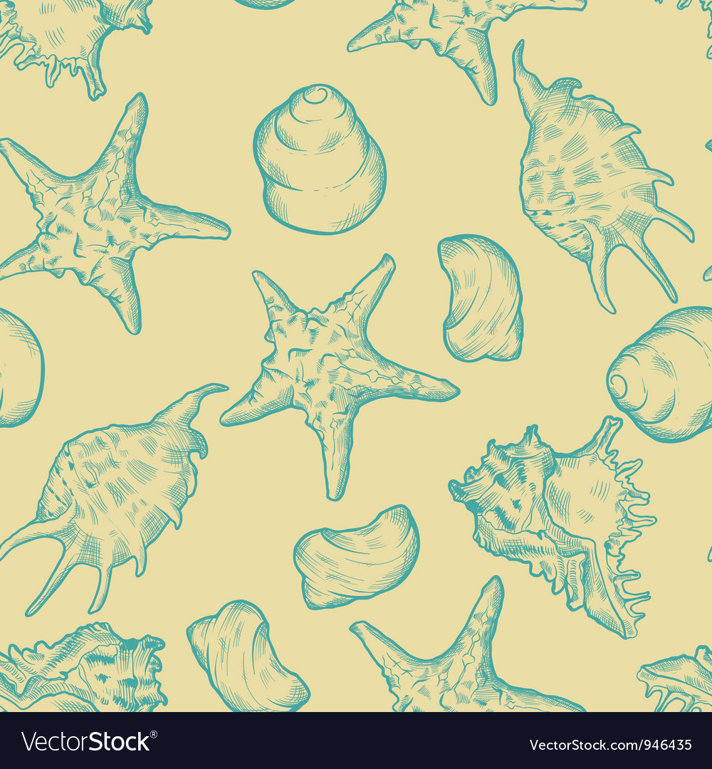 Sea Shells Pattern Background Royalty Free Vector Image