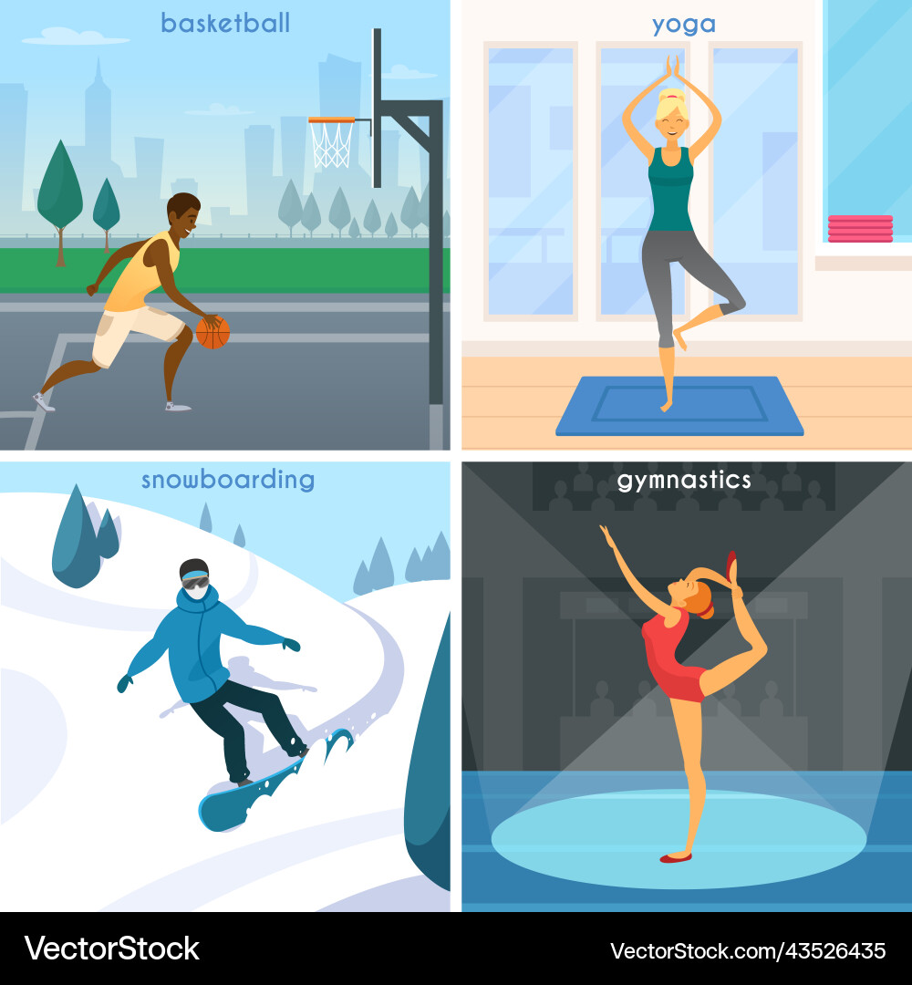 Sport people 2x2 design concept Royalty Free Vector Image
