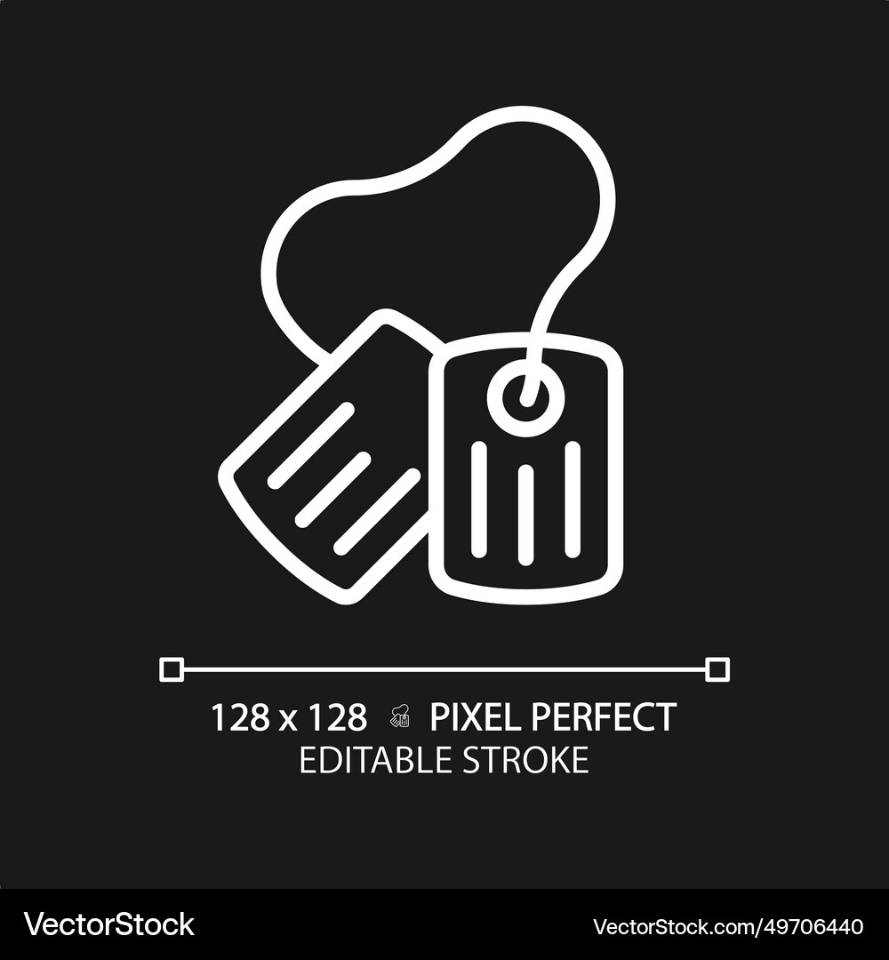 2d thin line pixel perfect simple white dog tag Vector Image