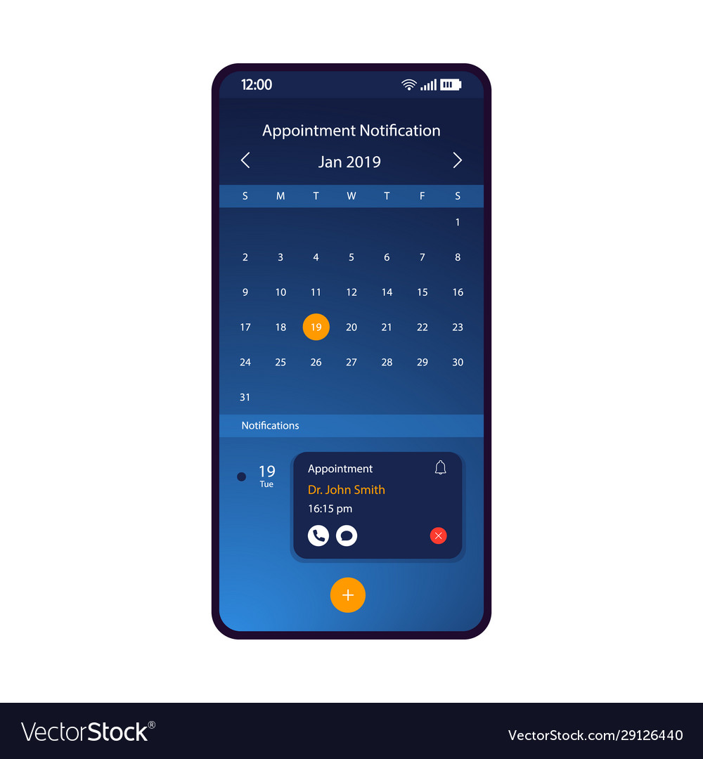 Appointment notification smartphone interface Vector Image