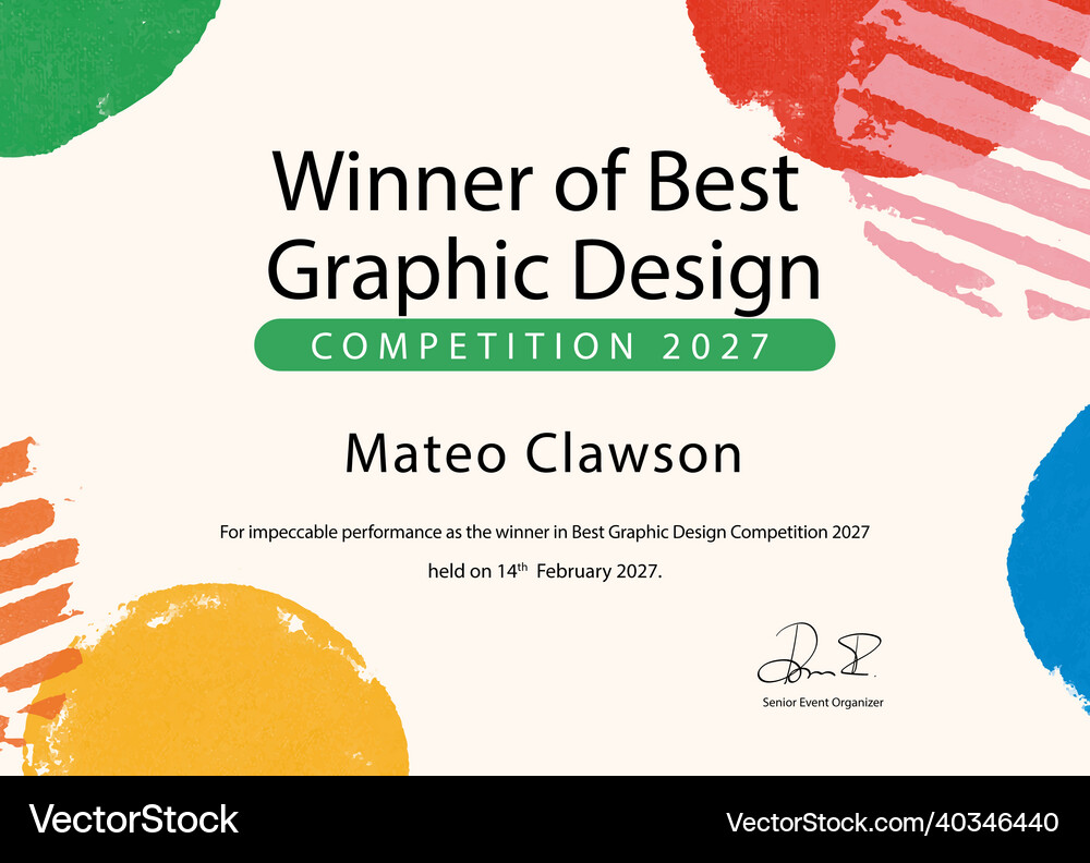 Art award certificate template colorful abstract Vector Image