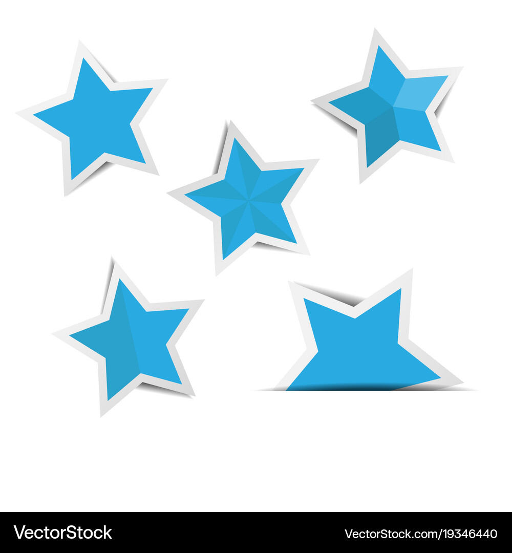 Blue star paper stickers with shadows Royalty Free Vector
