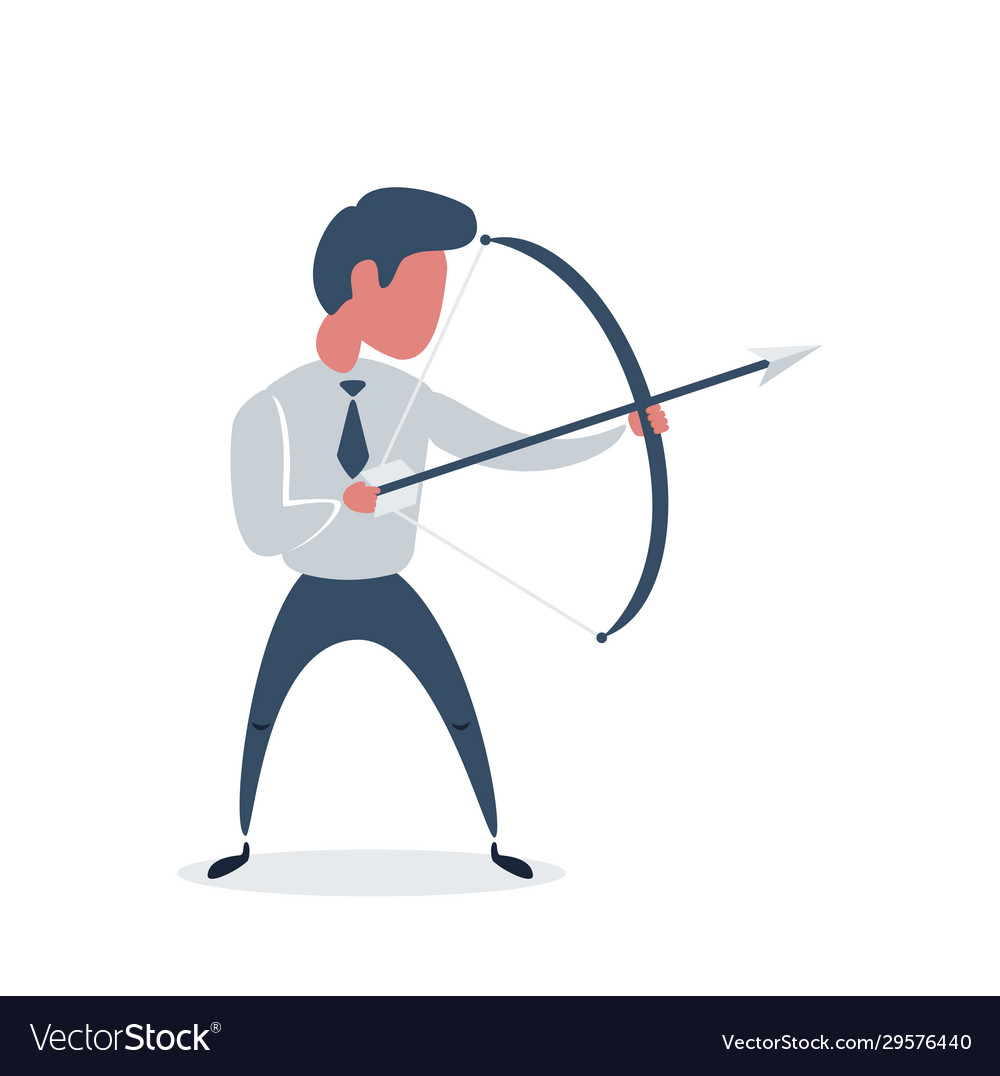Businessman with bow and arrow male holding bow Vector Image