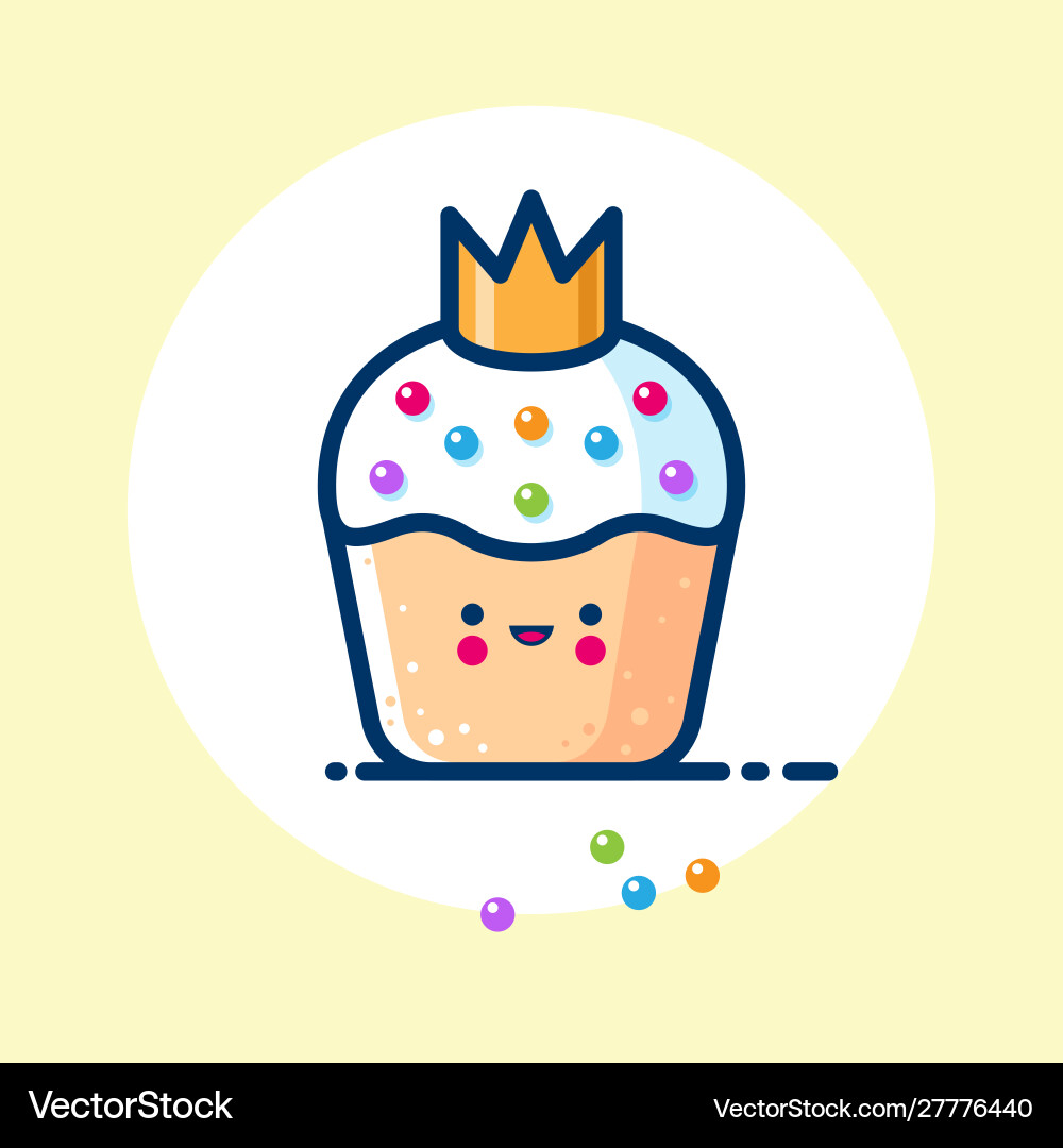 Cake small princess muffin crown cream sweets Vector Image