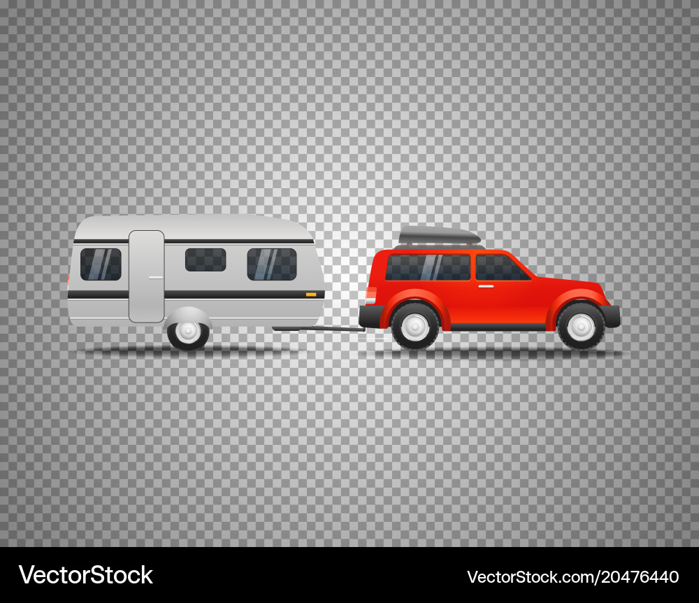 Car with trailer isolated on transparent Vector Image