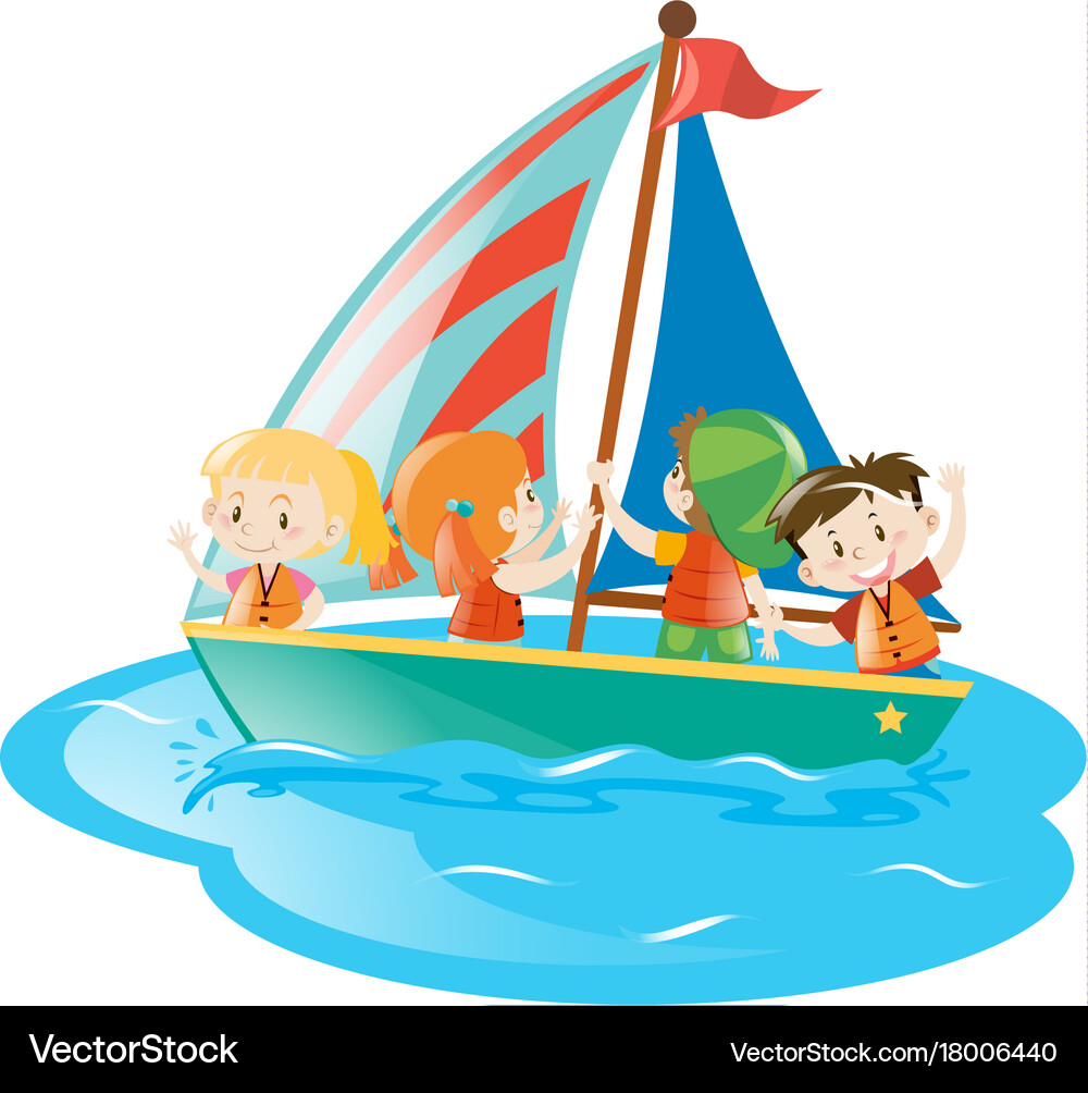 Children Sailing on a Boat Royalty Free Vector Image