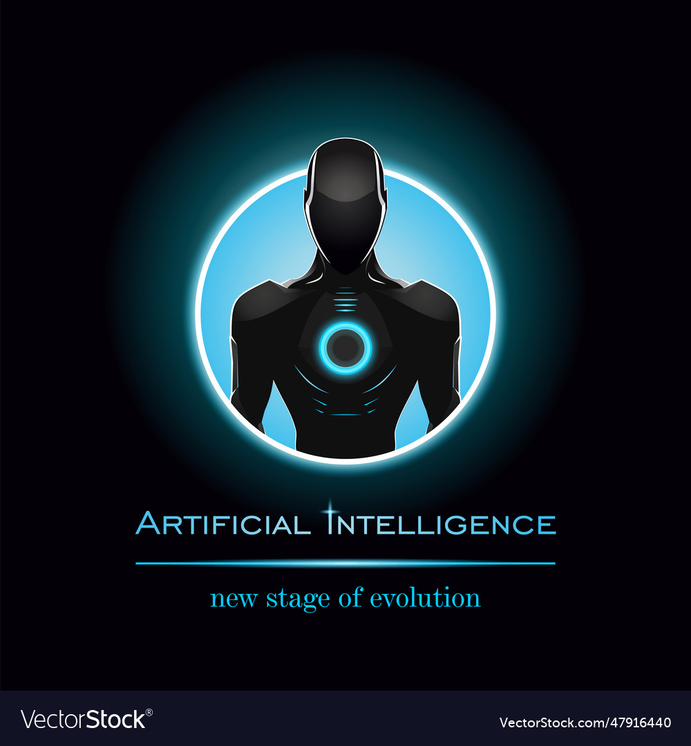 Futuristic Design Of Android Humanoid Robot Logo Vector Image