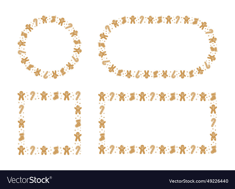 Gingerbread cookies frame border set christmas Vector Image