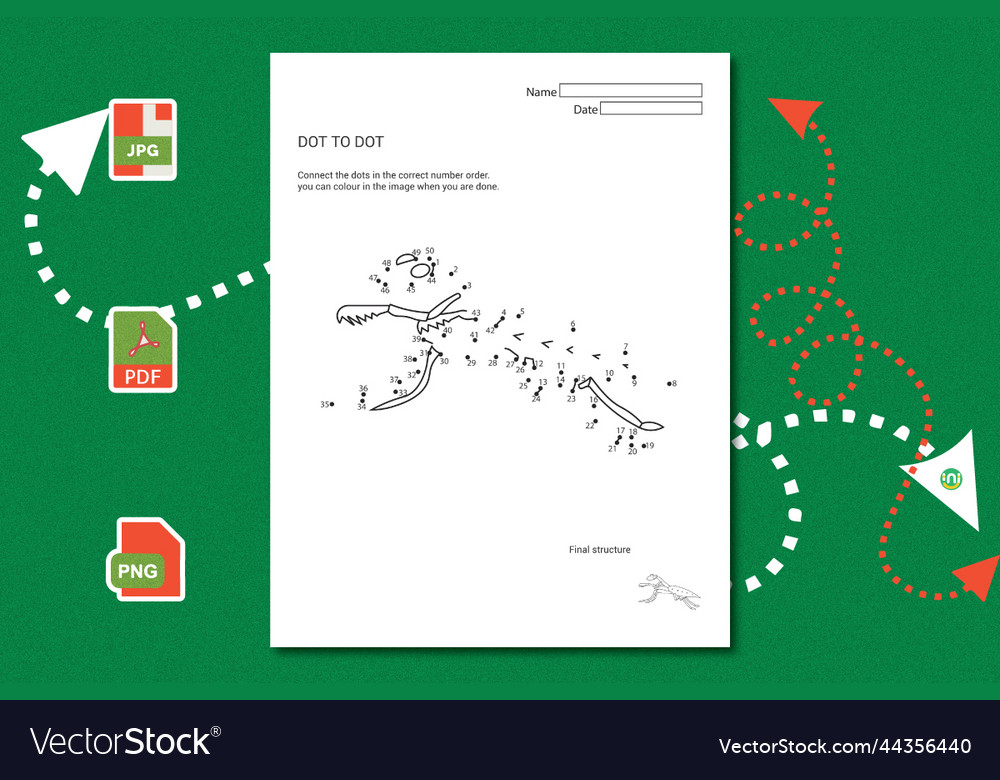 Grasshopper dot to worksheet Royalty Free Vector Image