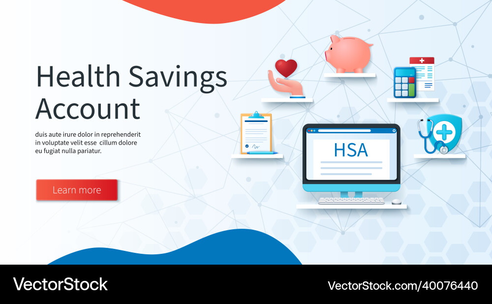Health savings account concept computer with hsa Vector Image