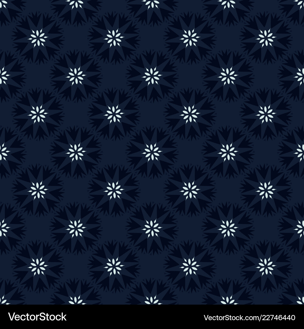 Indigo blue polka dot floral seamless Royalty Free Vector