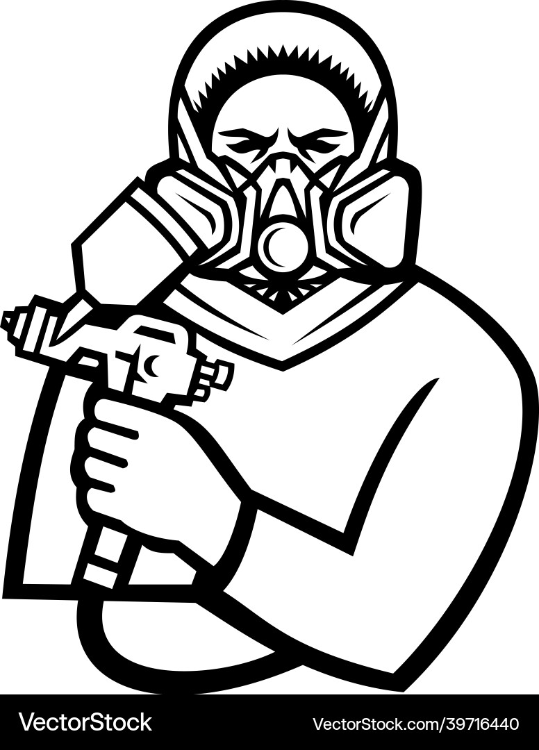 Industrial spray painter holding paint gun Vector Image