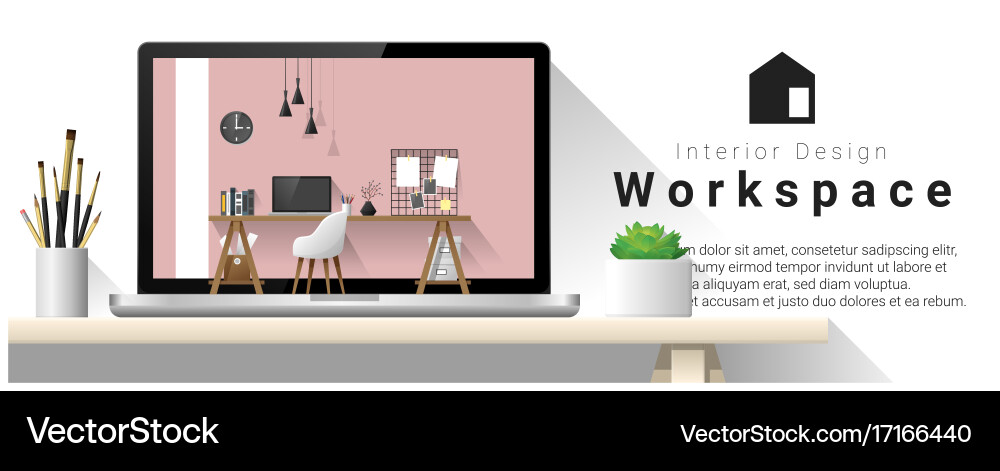 Interior design of modern office workplace Vector Image
