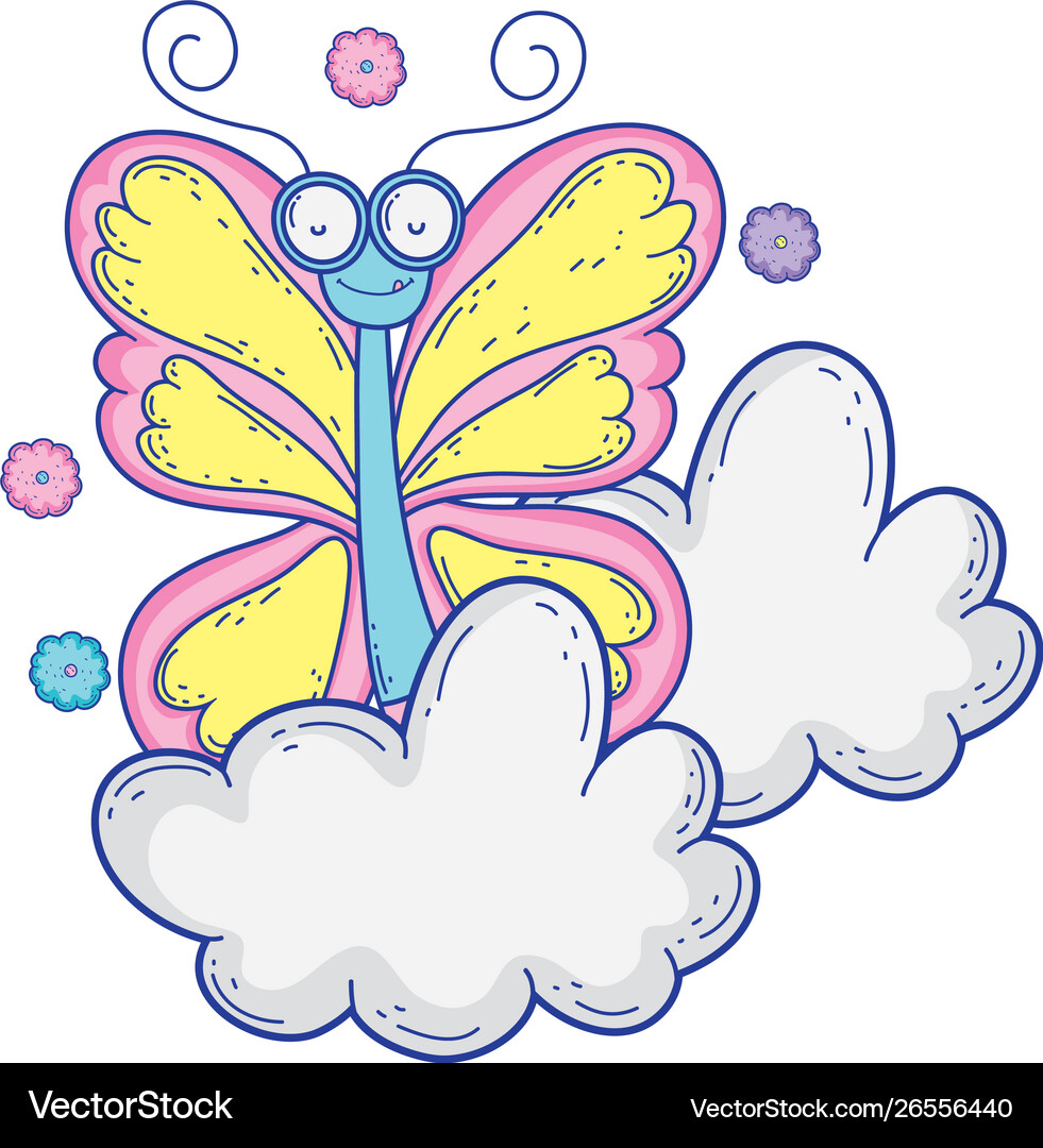 Isolated butterfly draw cartoon design Royalty Free Vector