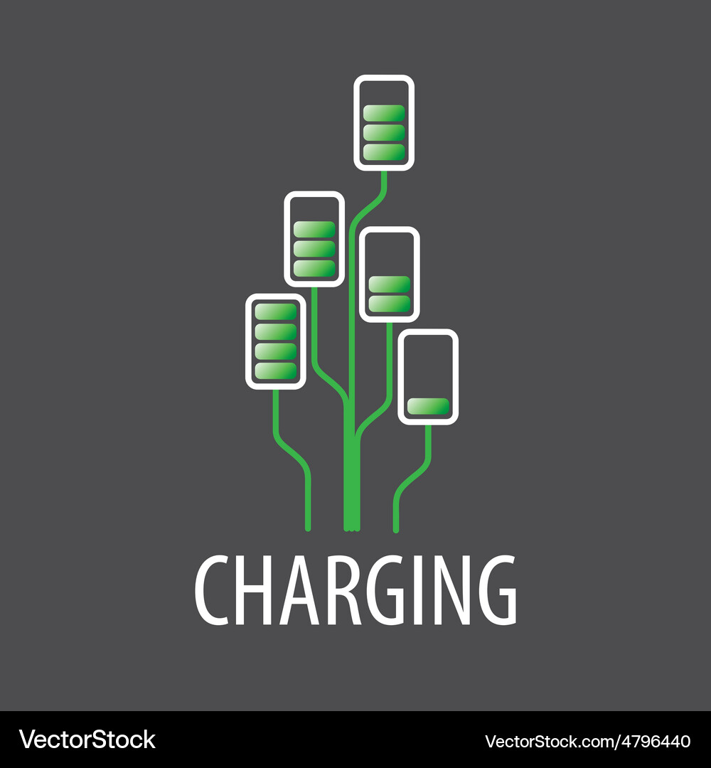 Logo battery chargers in a tree Royalty Free Vector Image