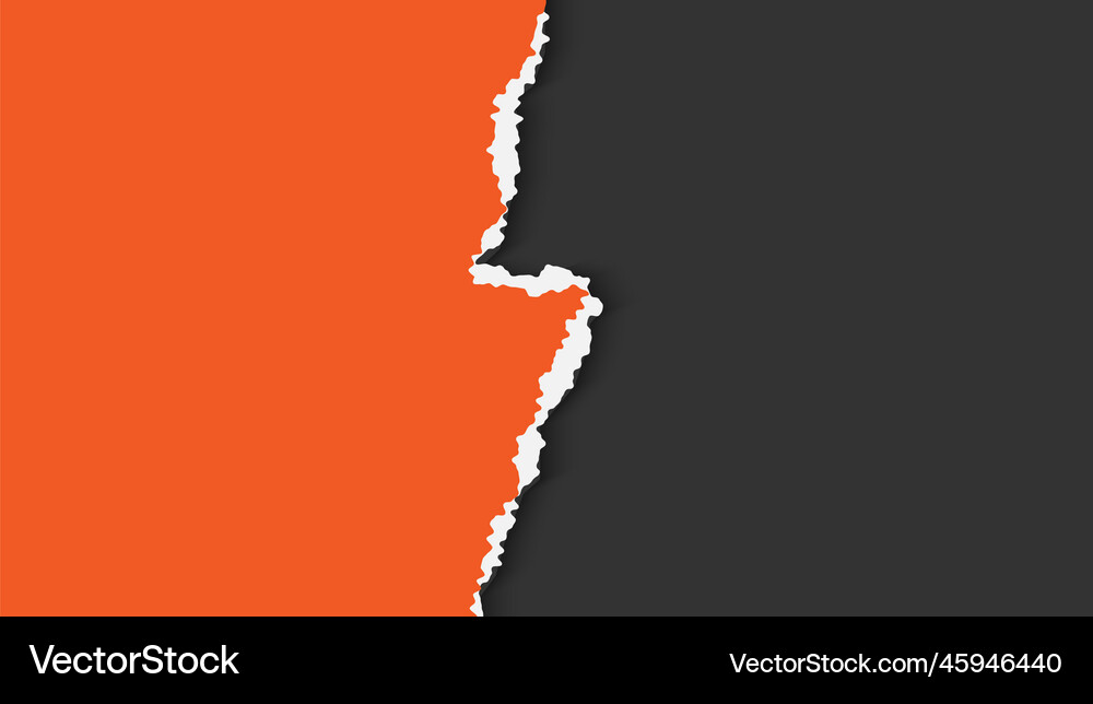Orange ripped torn paper in black background Vector Image