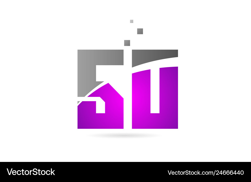 Pink grey number 50 for logo icon design Vector Image