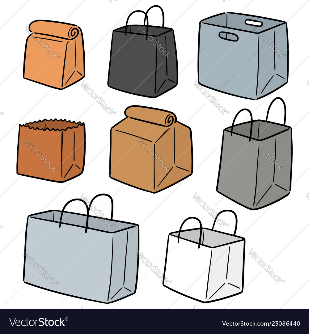 Set of paper bag Royalty Free Vector Image - VectorStock