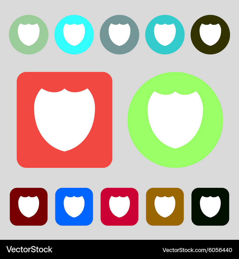 Shield sign icon protection symbol 12 colored Vector Image