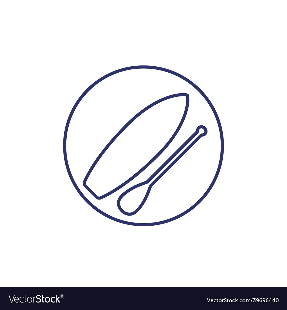 Sup board with paddle outline icon Royalty Free Vector Image