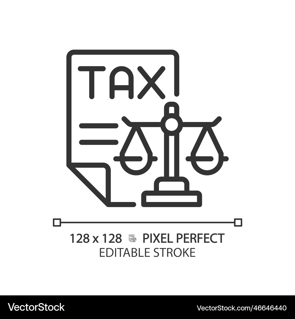 Tax law pixel perfect linear icon Royalty Free Vector Image
