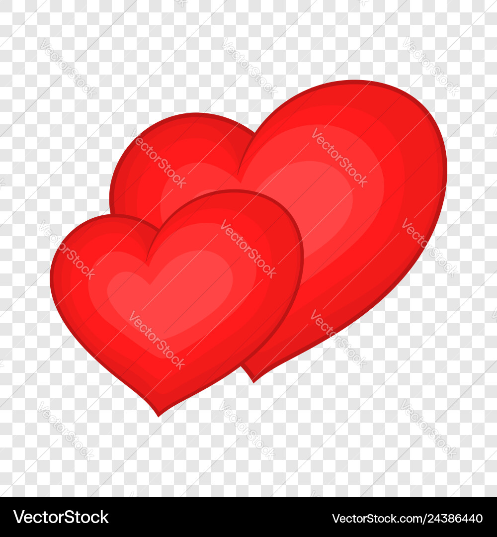 Two red hearts icon cartoon style Royalty Free Vector Image