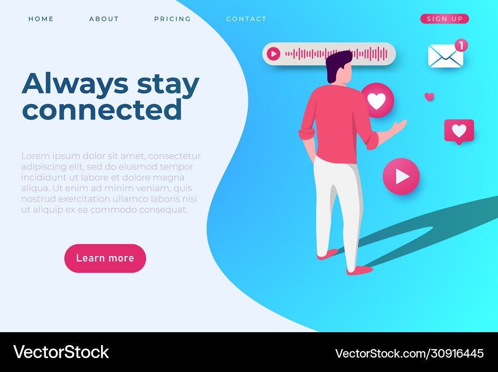 Always stay connected business page template Vector Image