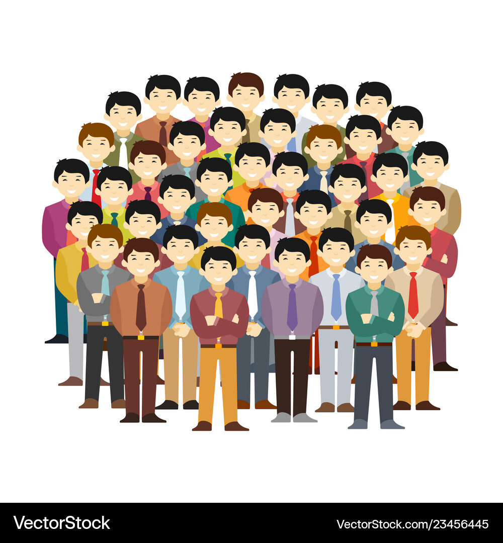 Asian men community concept in flat style Vector Image
