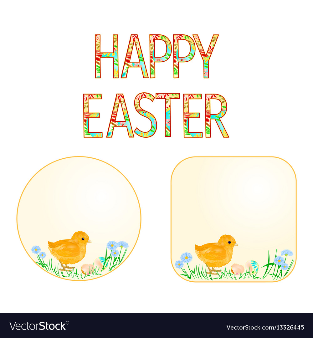 Buttons happy easter easter chicks Royalty Free Vector Image