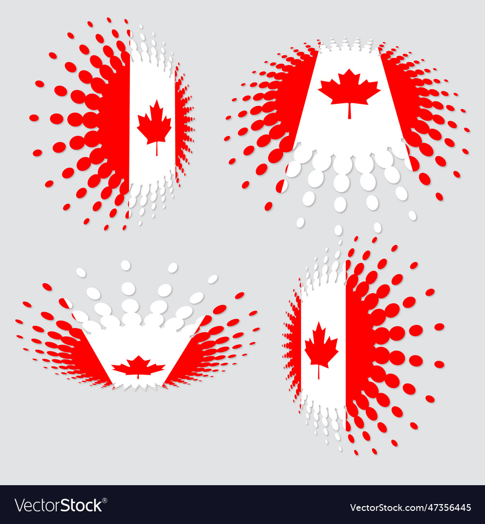 Canada flag icon set with halftone effect Vector Image