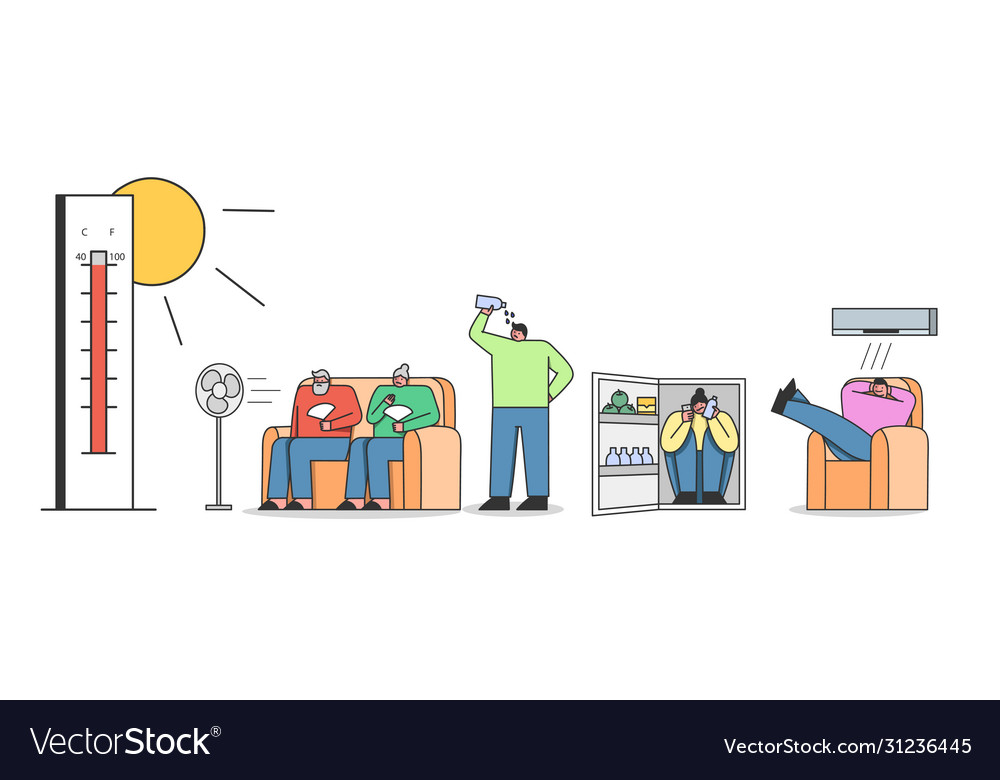 Concept of summer hot period time people Vector Image Concept of summer hot period time people Vector Image
