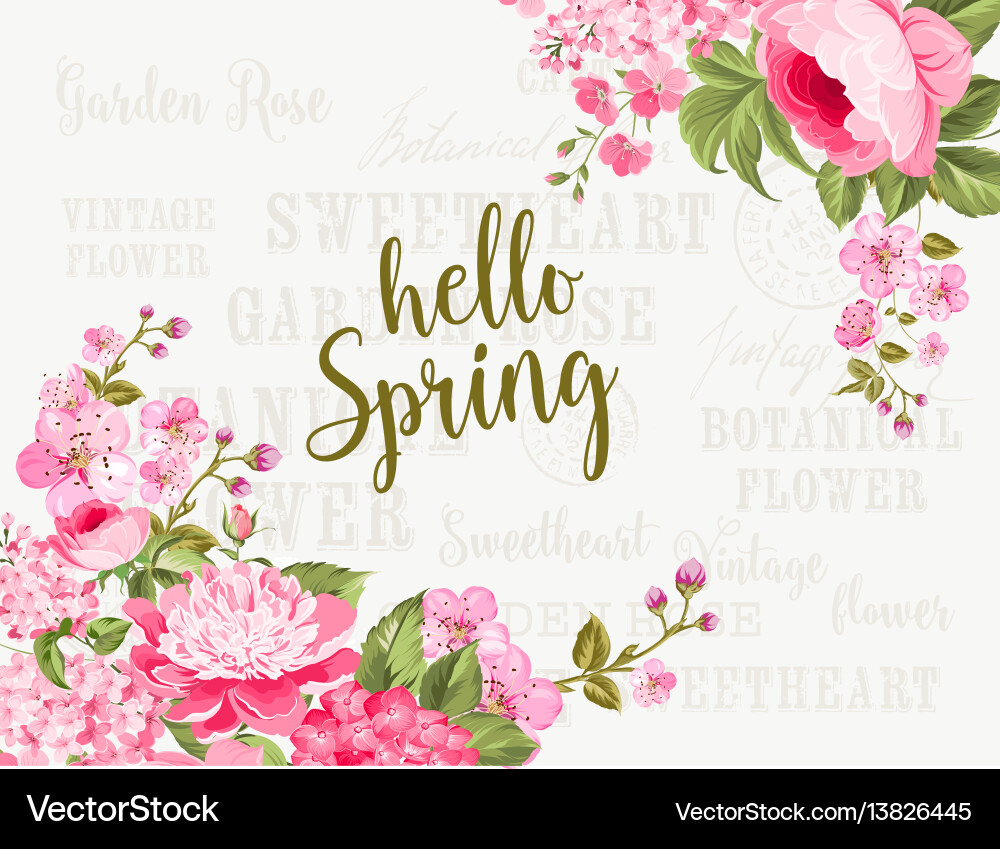 Floral background with vintage label Royalty Free Vector