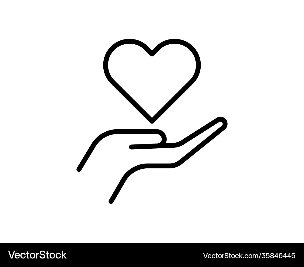 Heart in hand giving logo template Royalty Free Vector Image