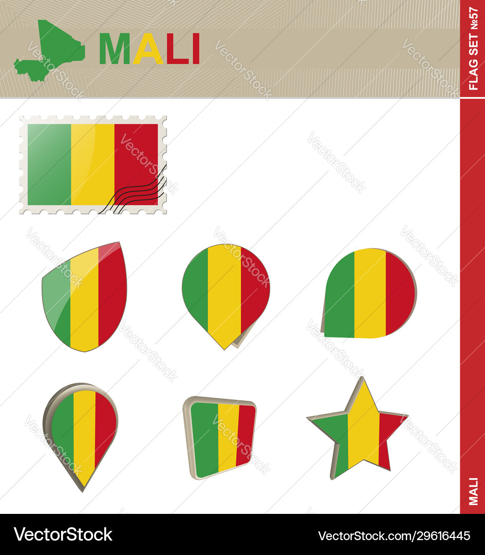 Mali flag set 57 Royalty Free Vector Image - VectorStock