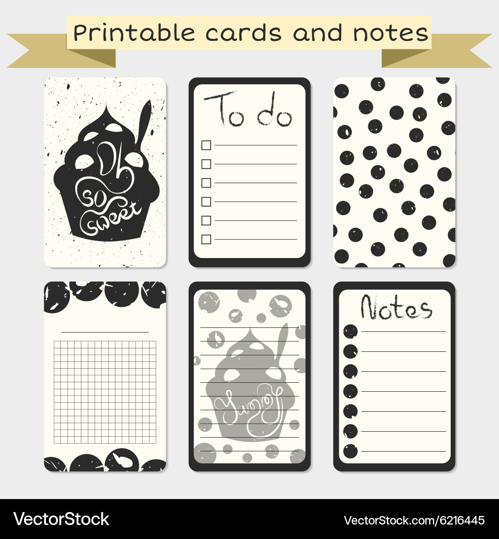Printable journaling cards notes designs Vector Image