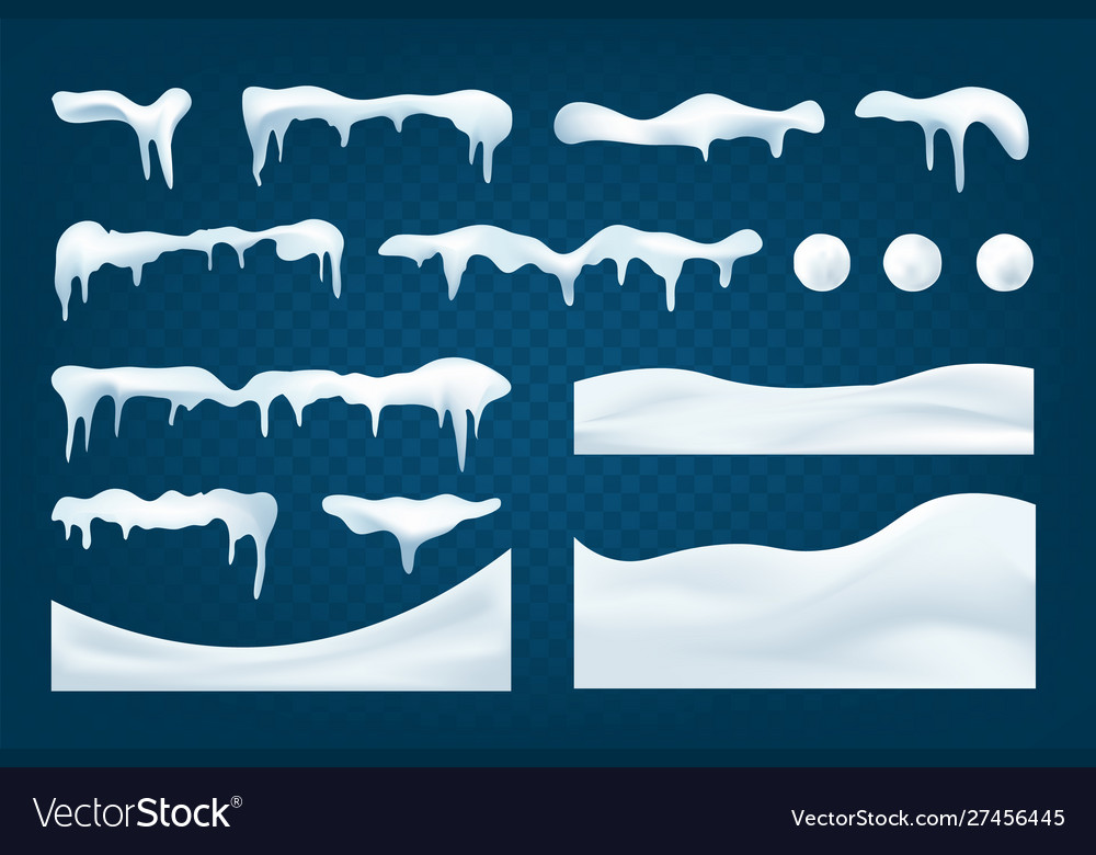 Realistic snowdrifts collection winter snowy Vector Image