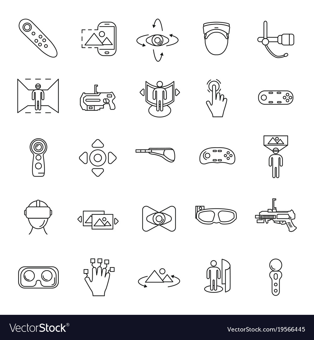 Virtual reality icons set Royalty Free Vector Image Virtual reality icons set Royalty Free Vector Image