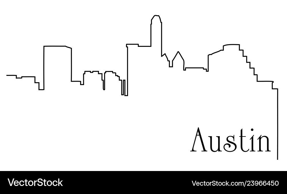 Austin city one line drawing Royalty Free Vector Image