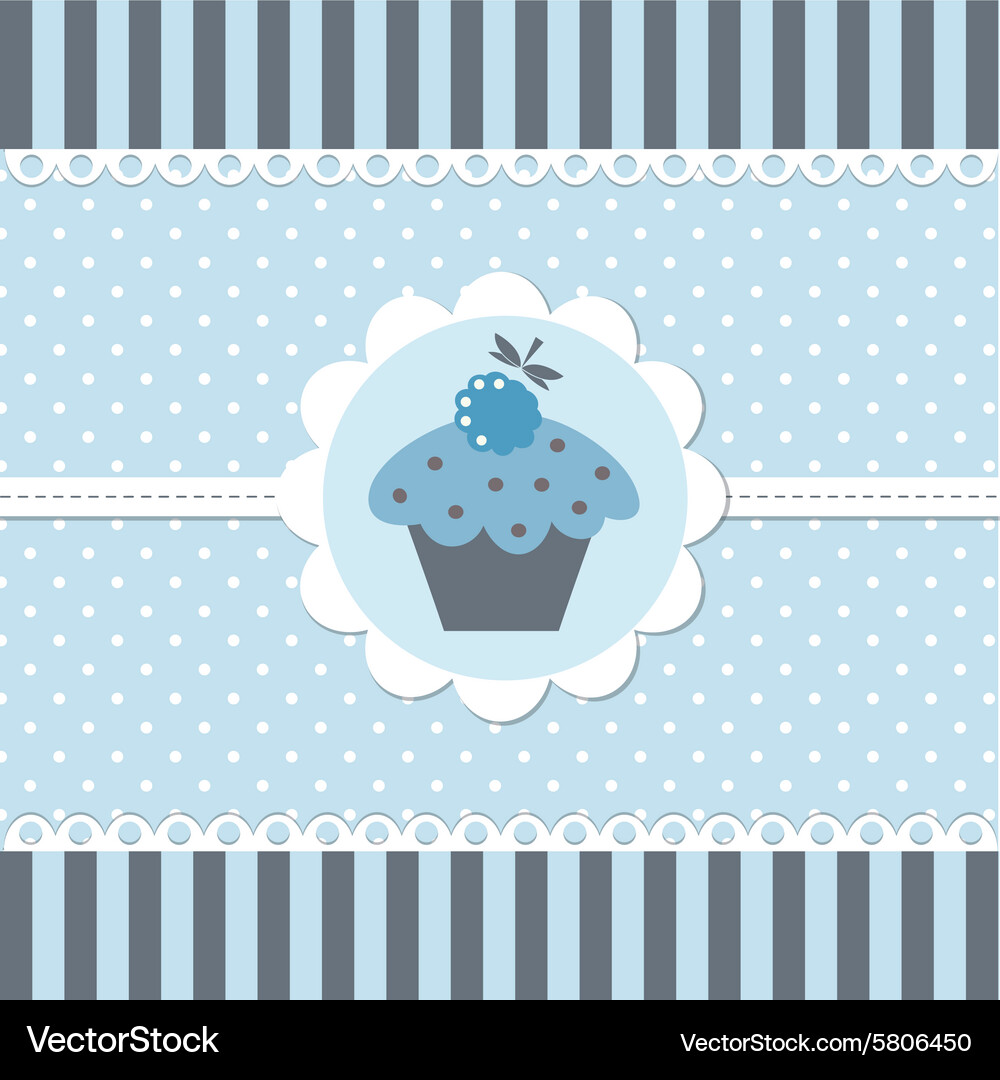 Blue baby shower with cupcake Royalty Free Vector Image