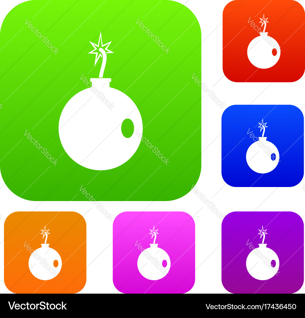 Cannonball set color collection Royalty Free Vector Image