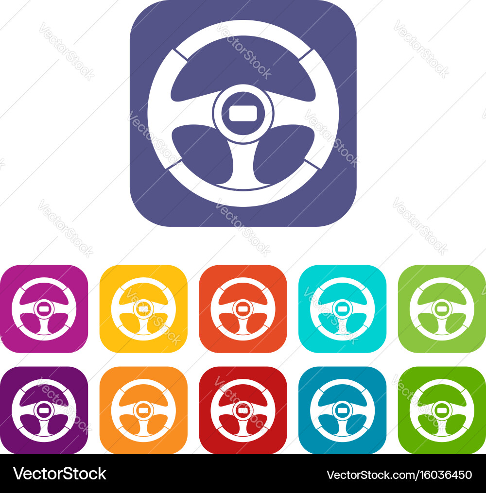 Car steering wheel icons set Royalty Free Vector Image