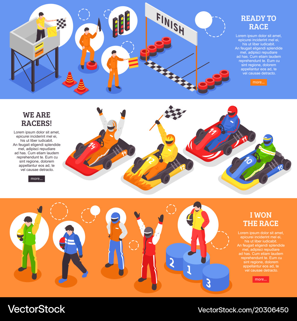 Cart racers horizontal banners Royalty Free Vector Image
