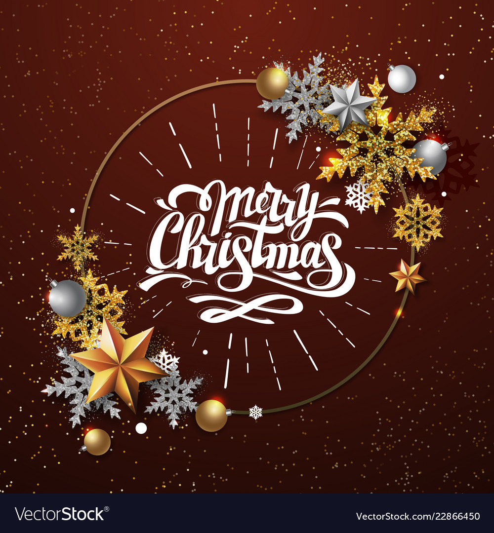 Christmas poster with golden snowflakes Royalty Free Vector